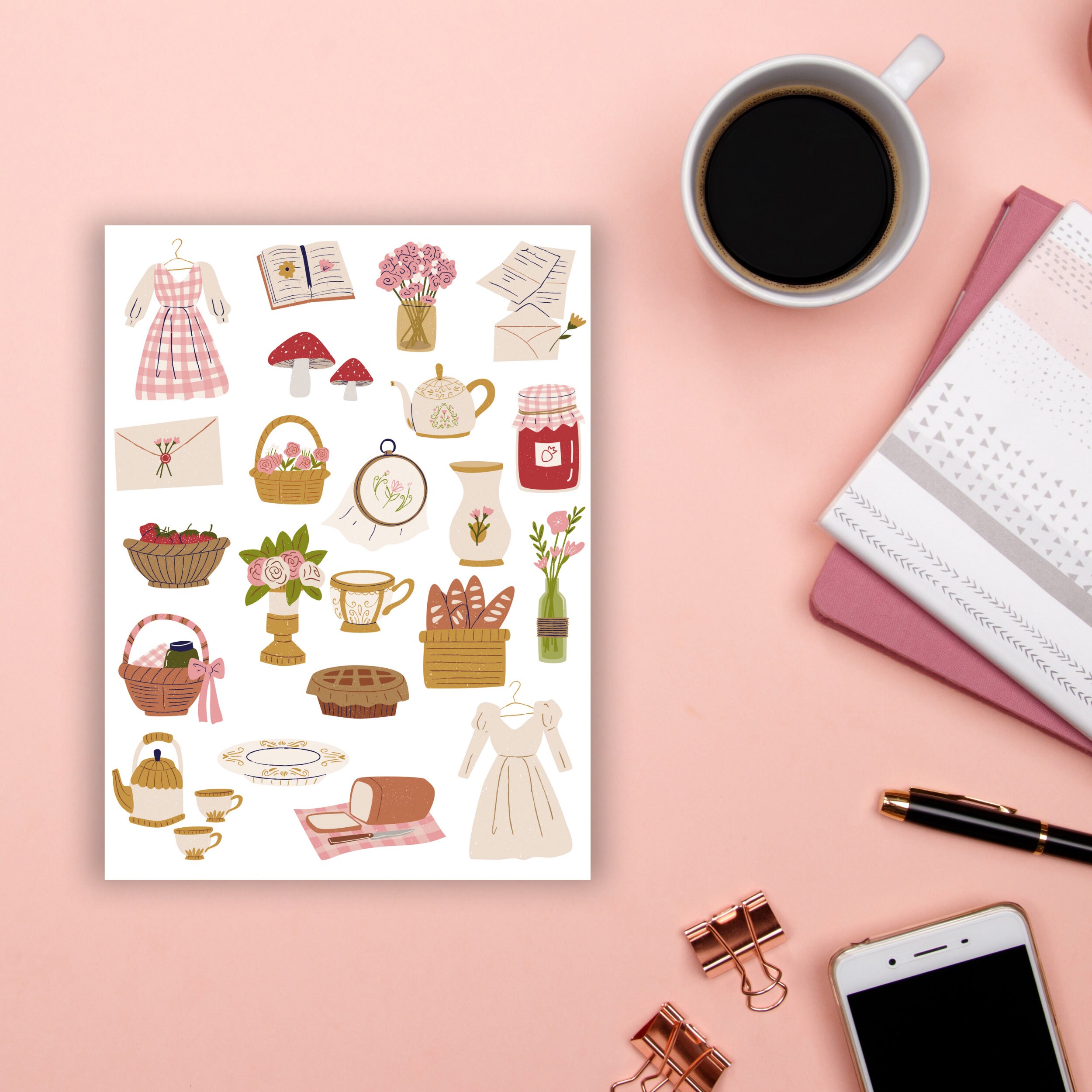 Printable Stickers, Cute Stickers, Cottage Stickers, Sheet Stickers ...