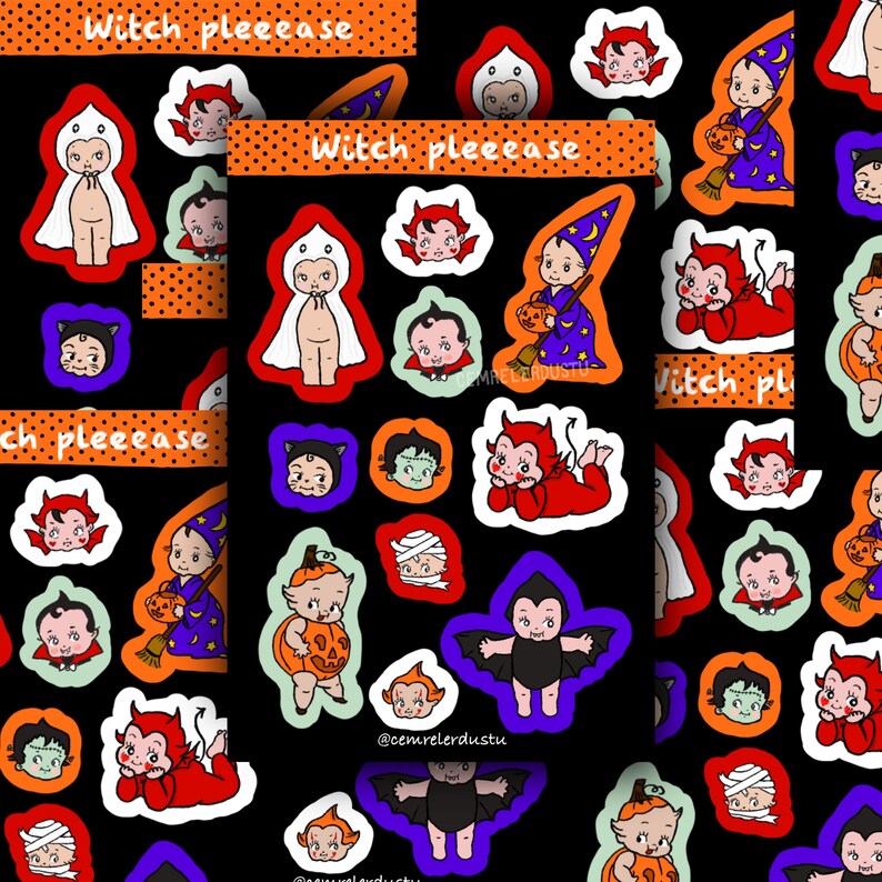 Fall Halloween Sticker Sheet: Hand-drawn Autumn Printable (digital ...