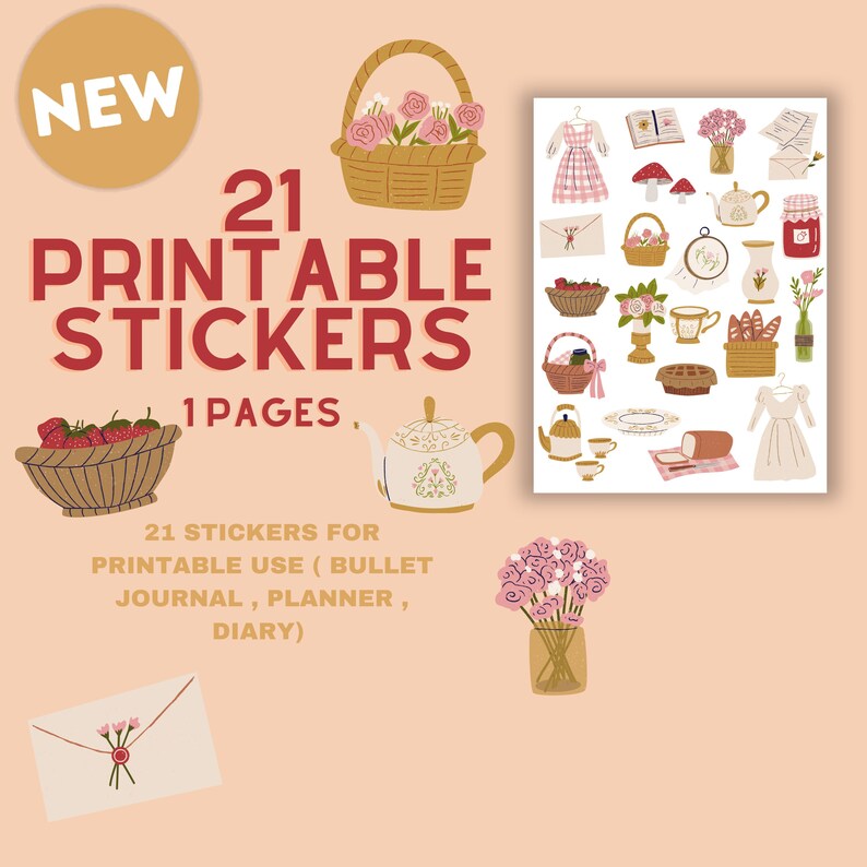 Printable Stickers Cute Stickers Cottage Stickers Stickers - Etsy