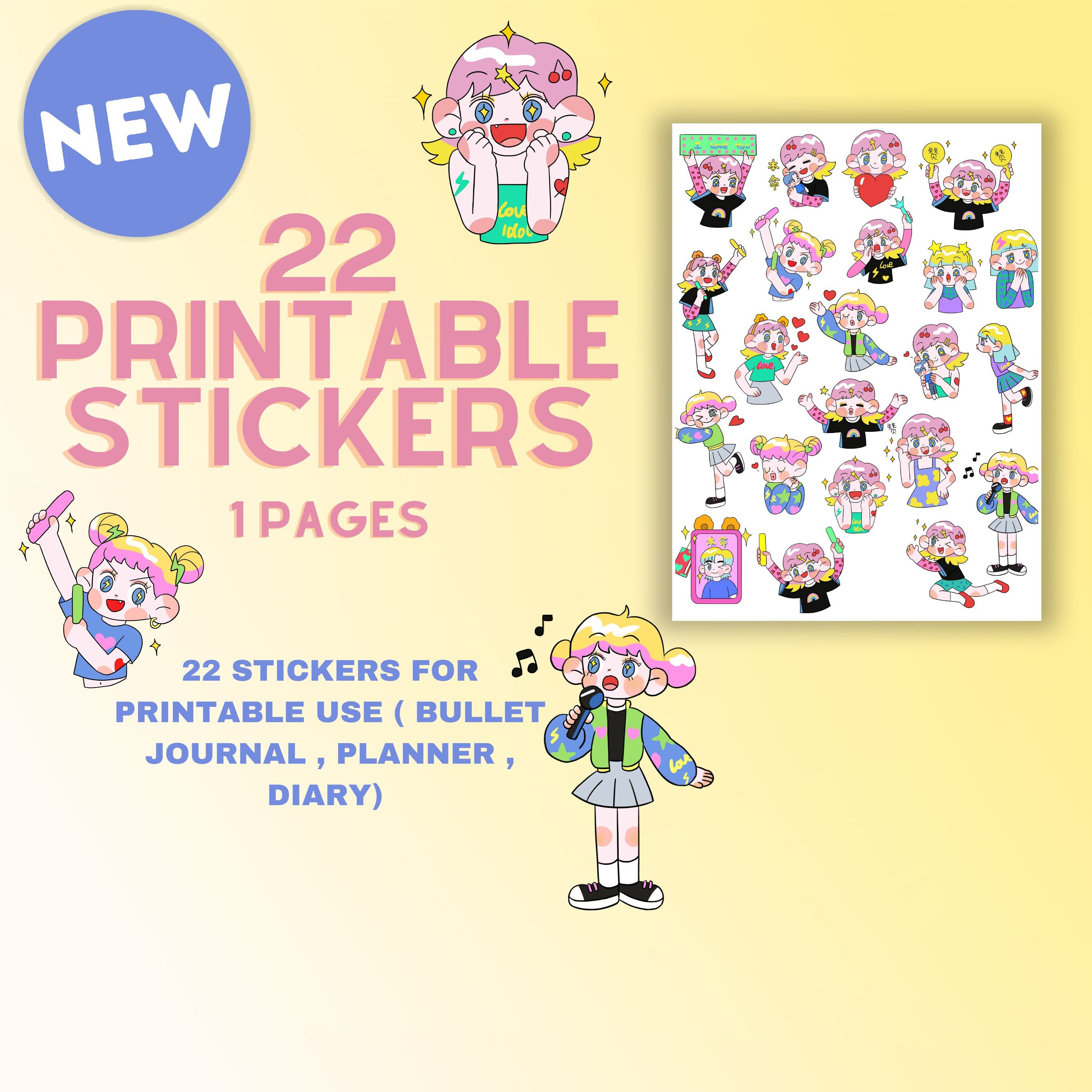 Printable Stickers, Cute Stickers, Digital Stickers, Stickers, Kawaii ...