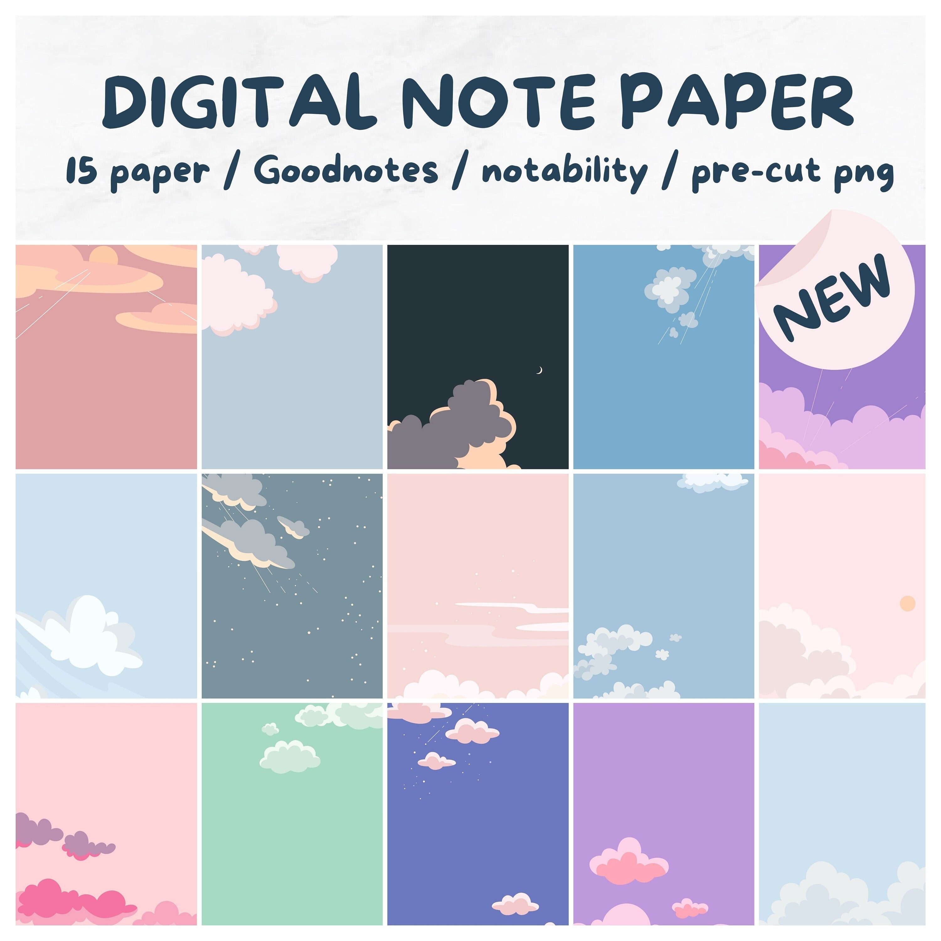 Sky Goodnotes Note Paper 15 Different Designs of Papers, Journal Pages ...