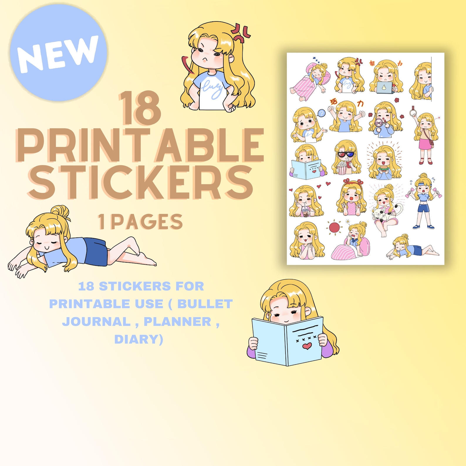 Printable Stickers, Cute Stickers, Digital Stickers, Stickers, Kawaii ...