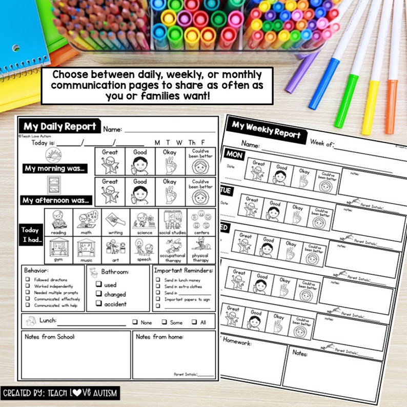 Editable School & Home Communication Logs | Back to School - Etsy