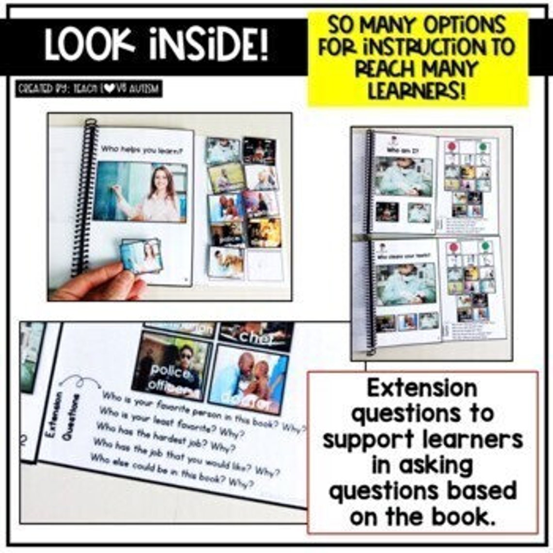 WH Question Adapted Books With Visuals | WH Question Activities - Etsy