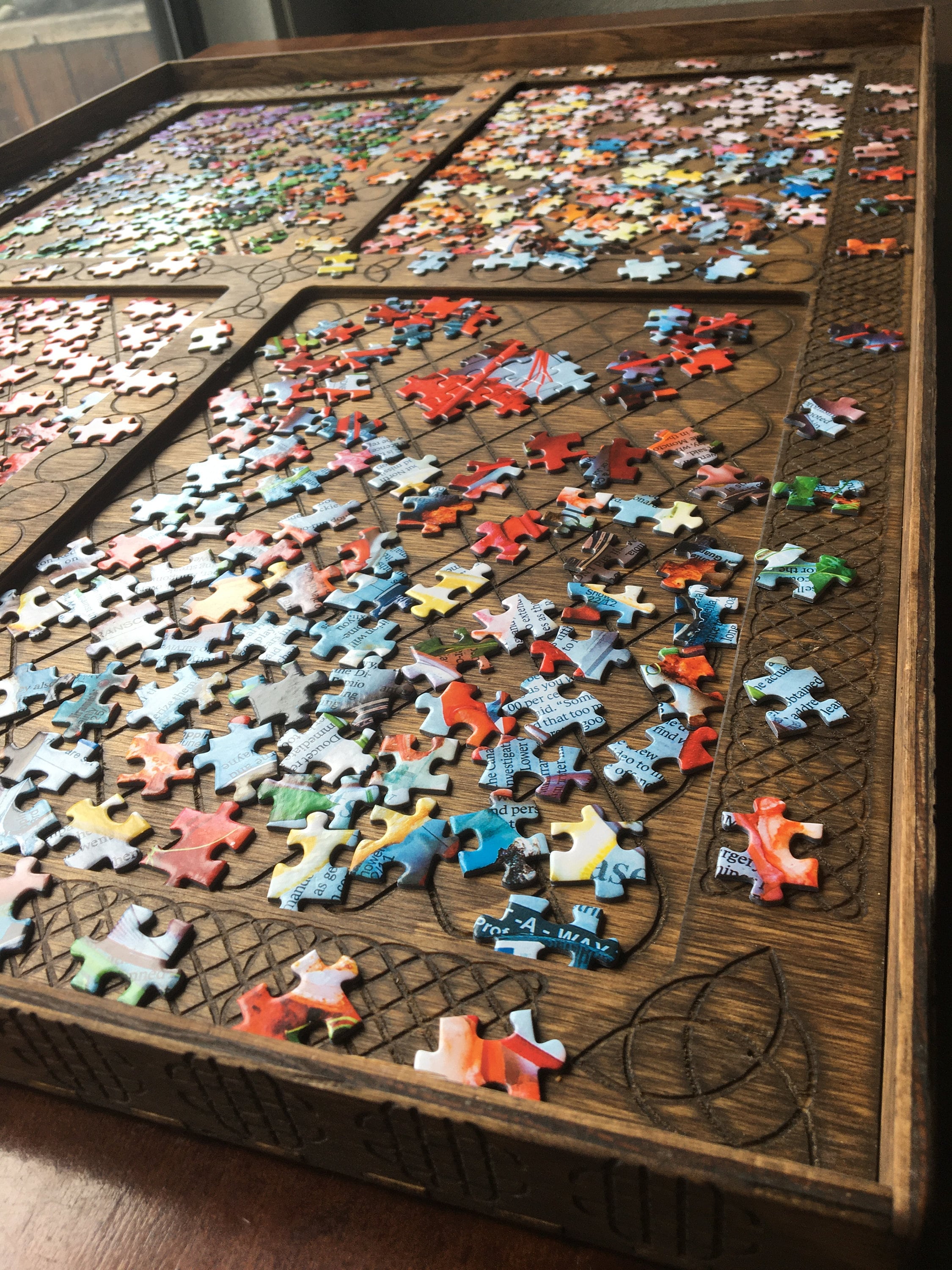 Engraved Puzzle Tray: Handmade Wooden Stained Douglas Fir 1000, XL ...