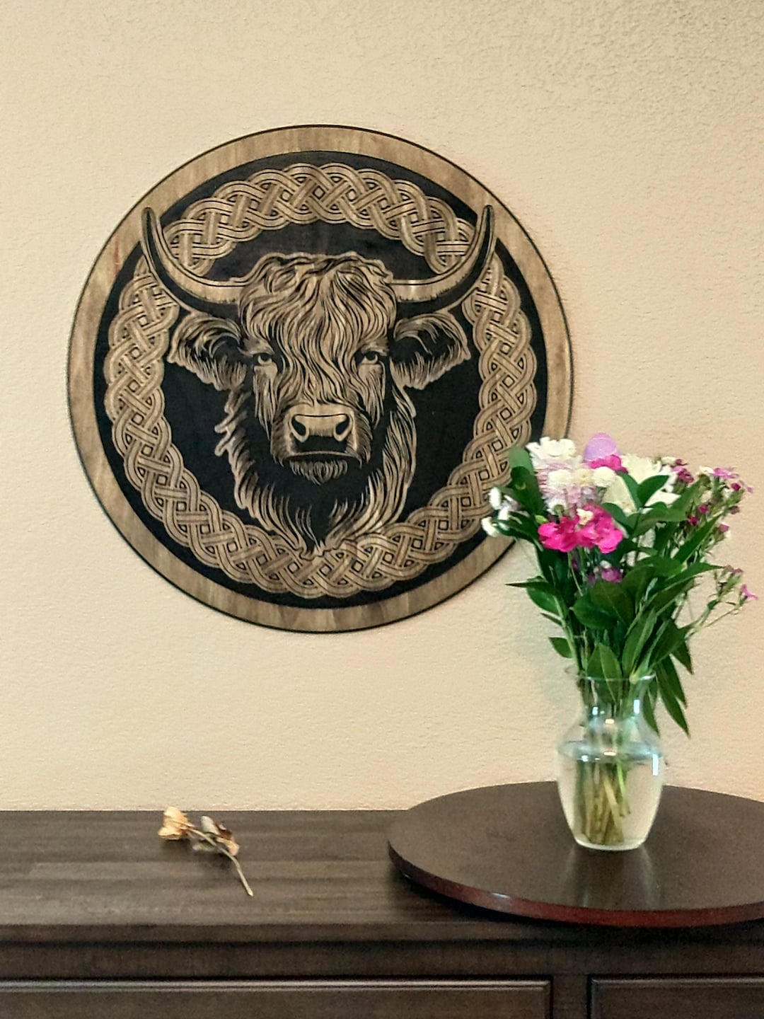 Highland Cow 3D Wood Carving - Rustic Wall Art, Handmade in USA - Etsy