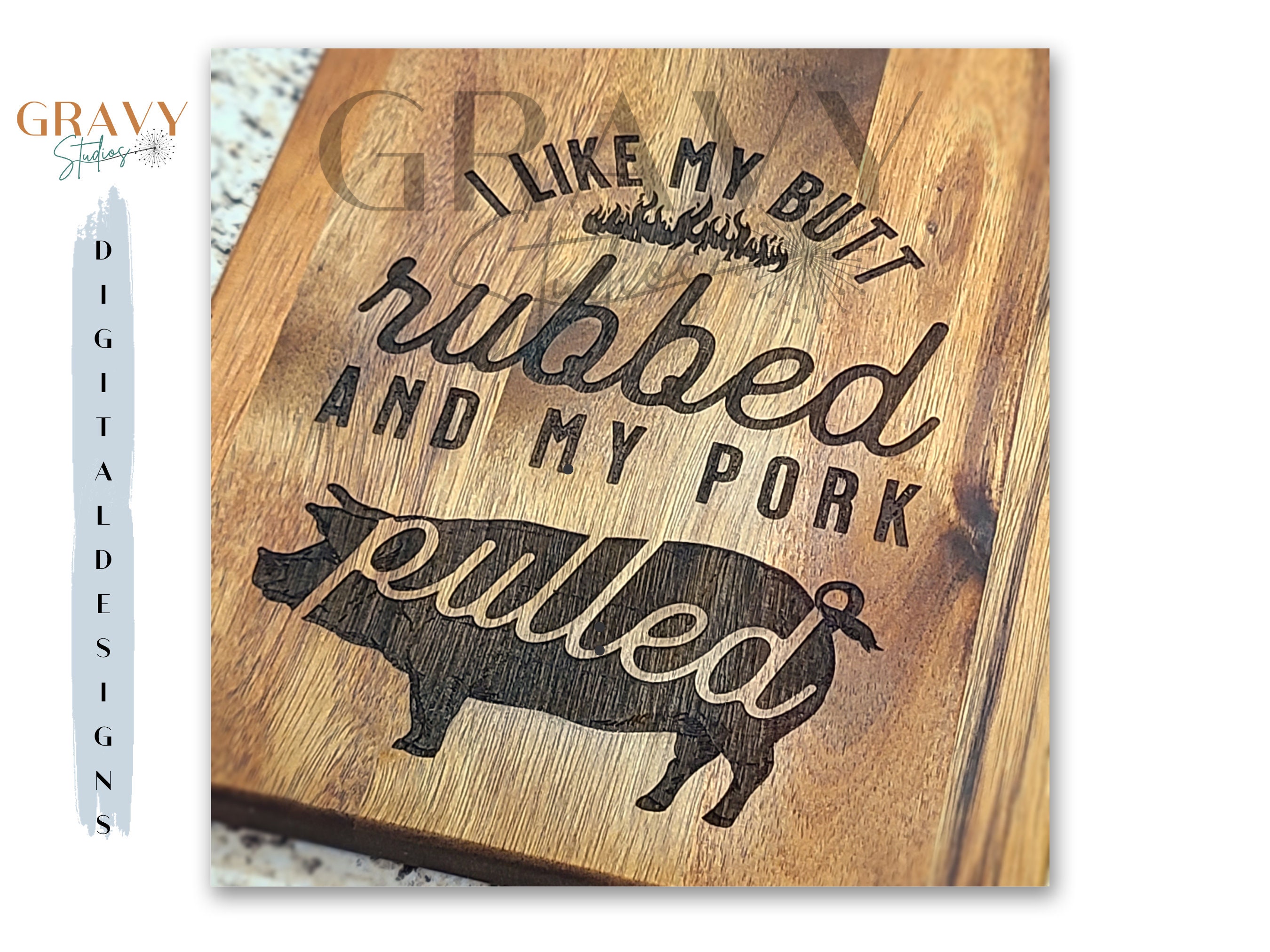 Butt Rubbed Pork Pulled Cutting Board Laser SVG File - Etsy