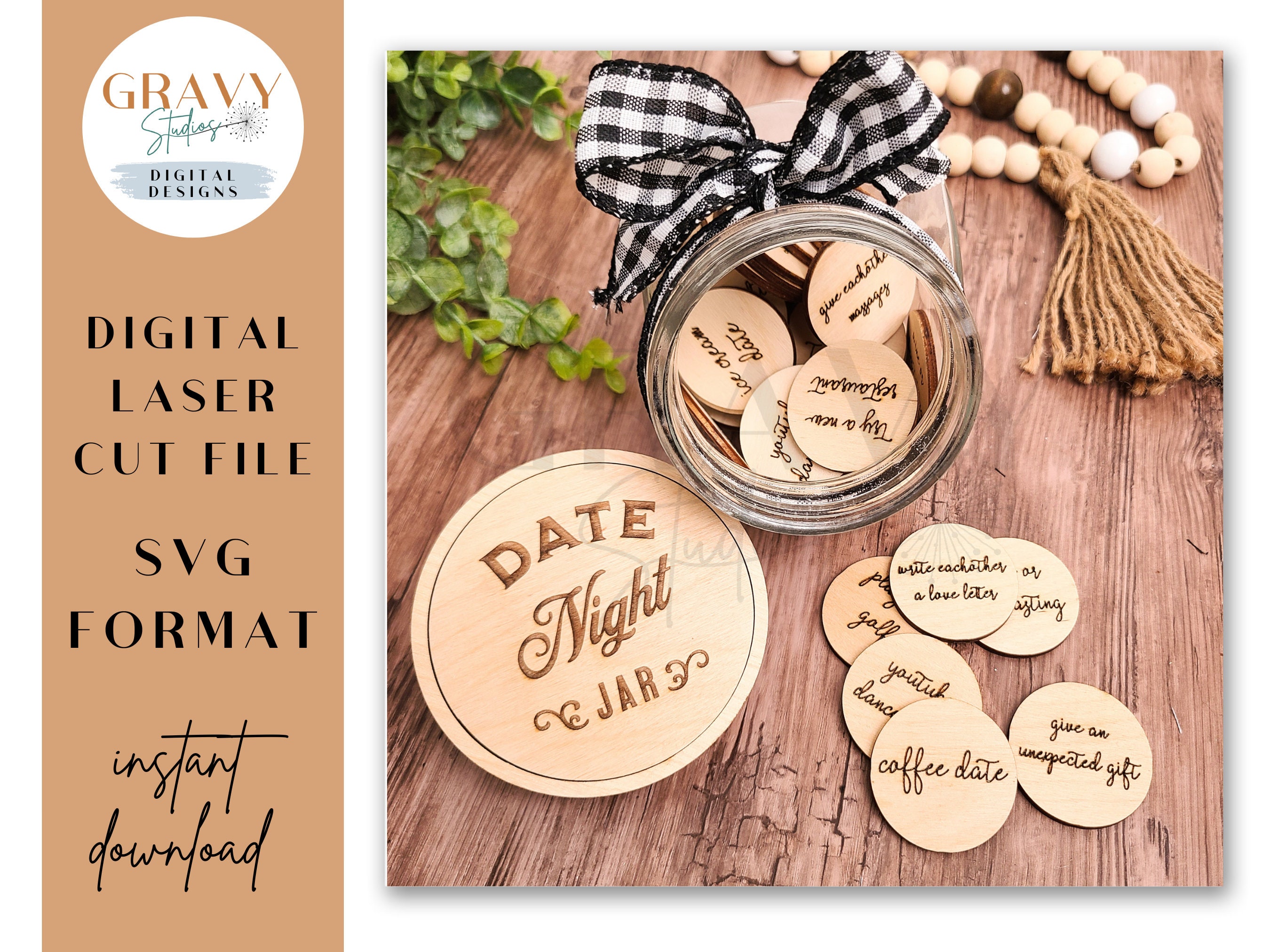 Date Night Token Jar SVG Laser Cut File | Naughty & Nice Ideas (digital ...
