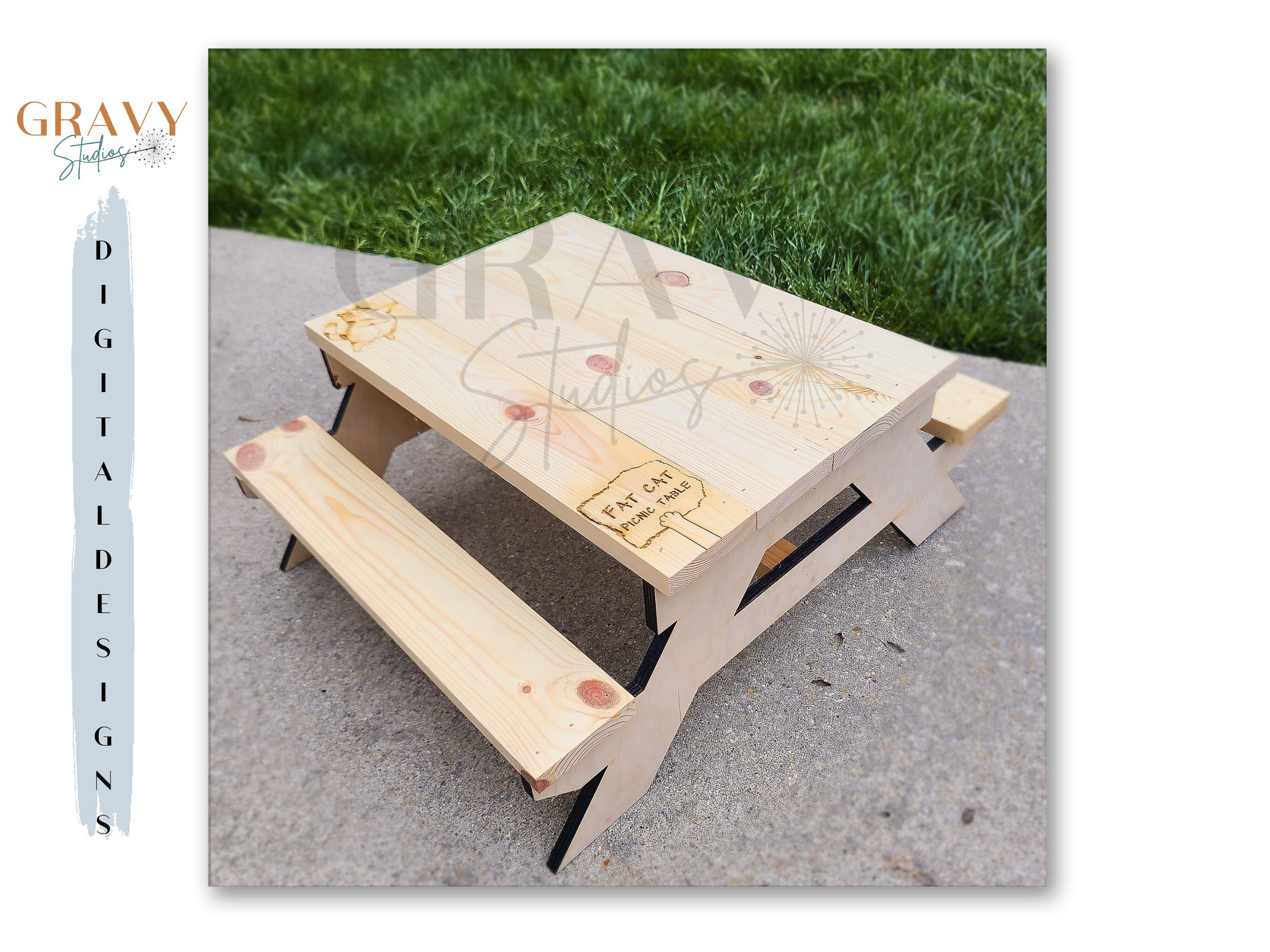 Fat Cat Picnic Table SVG | Cat Picnic Table | Cat Furniture Plans ...