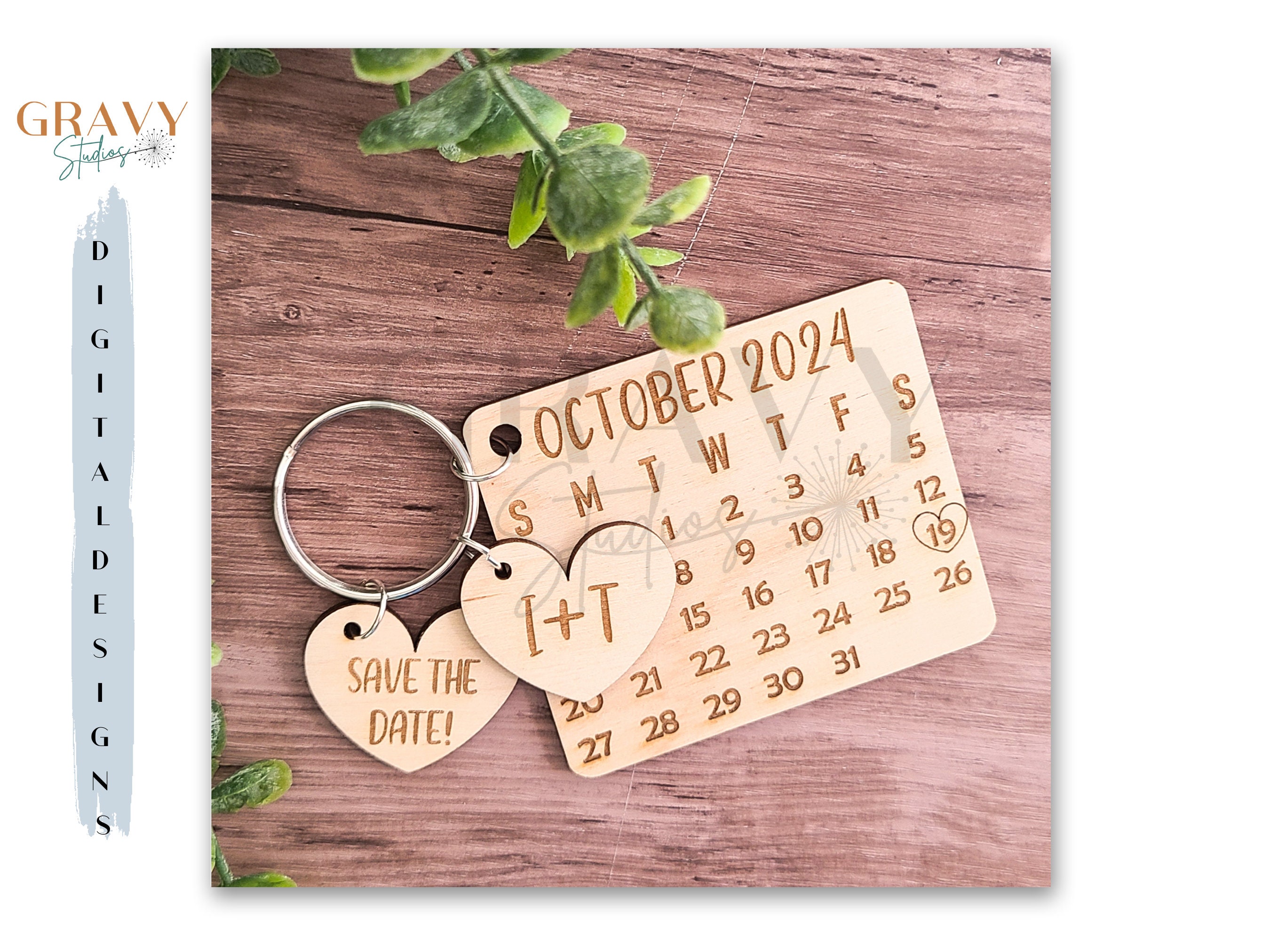 Calendar Keychain SVG Save the Date Calendar File Anniversary Date Laser File Laser Cut Calendar ...