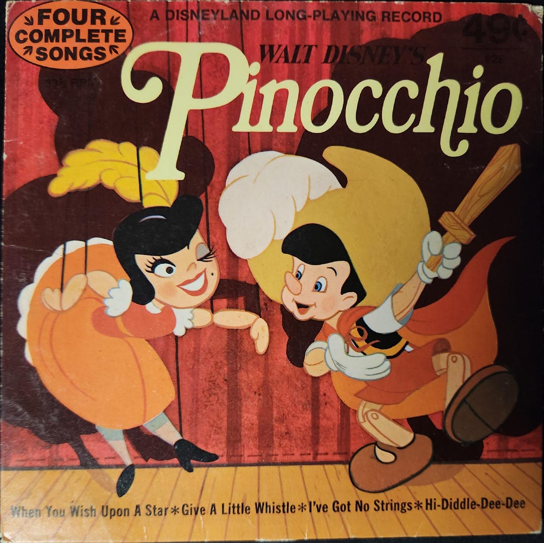 Walt Disney's Pinocchio. Four Song 7". Vintage 1973 Vinyl LP. FREE ...
