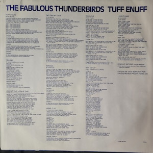 The Fabulous Thunderbirds - Tuff Enuff. Vintage 1986 Vinyl LP. FREE ...