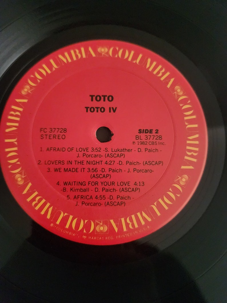 Toto IV. Vintage 1982 Vinyl Record. FREE SHIPPING - Etsy