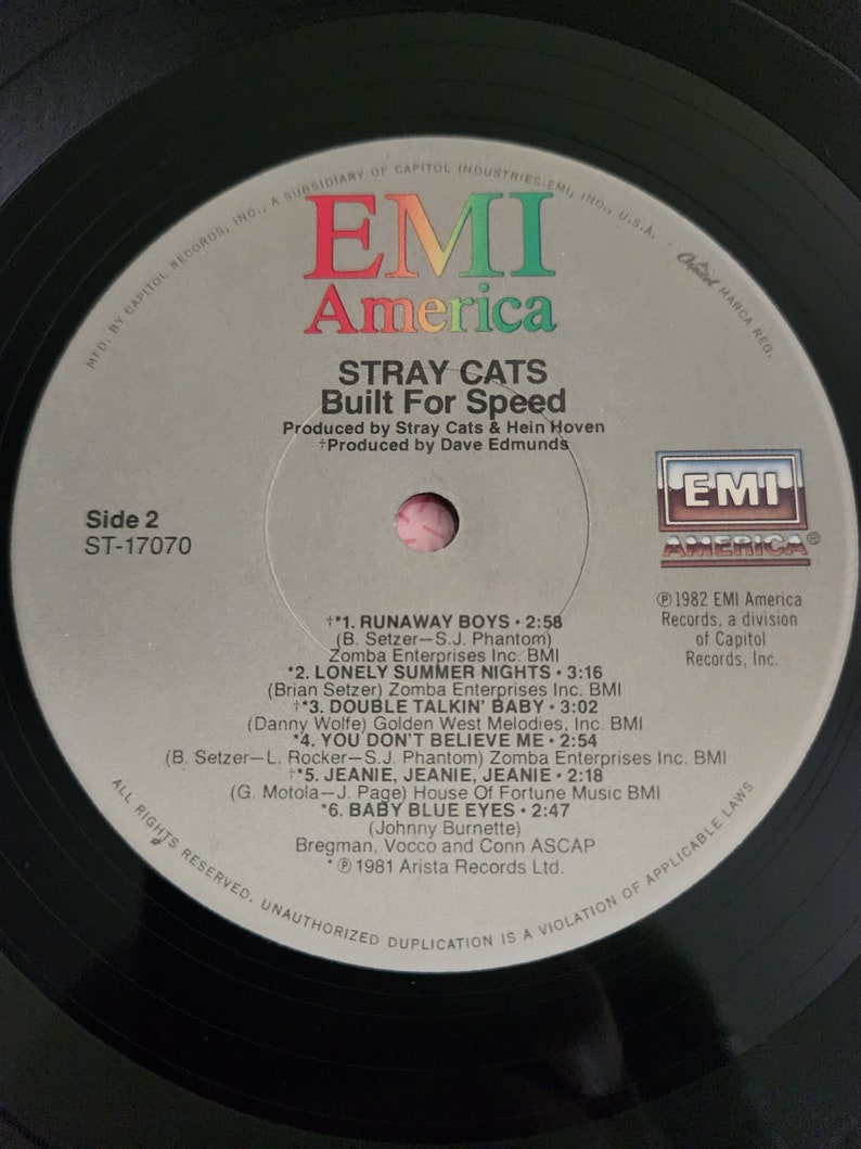 Stray Cats - Built for Speed. Vintage 1982 Vinyl LP. FREE SHIPPING ...