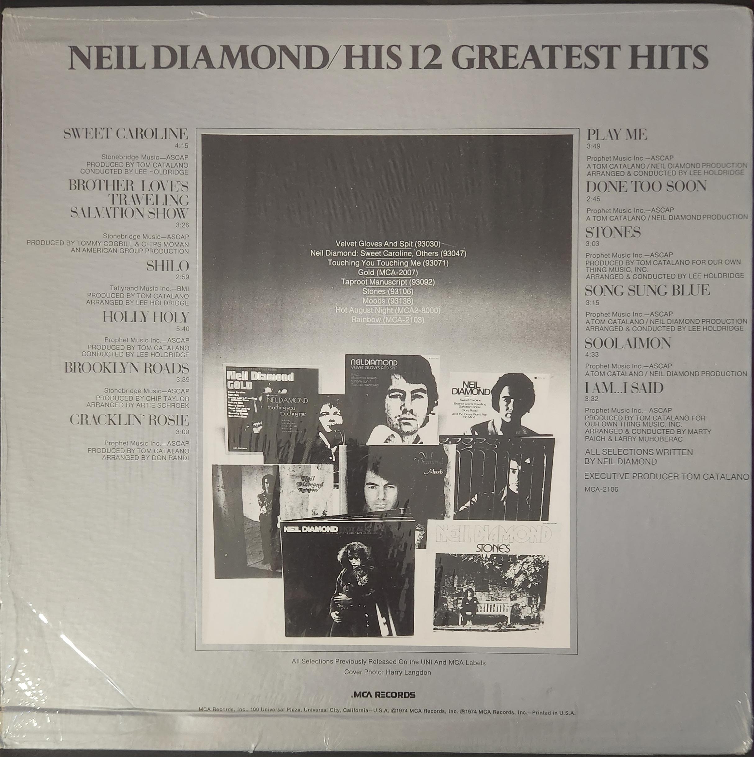 Neil Diamond - His 12 Greatest Hits. Vintage 1974 Vinyl LP. FREE ...