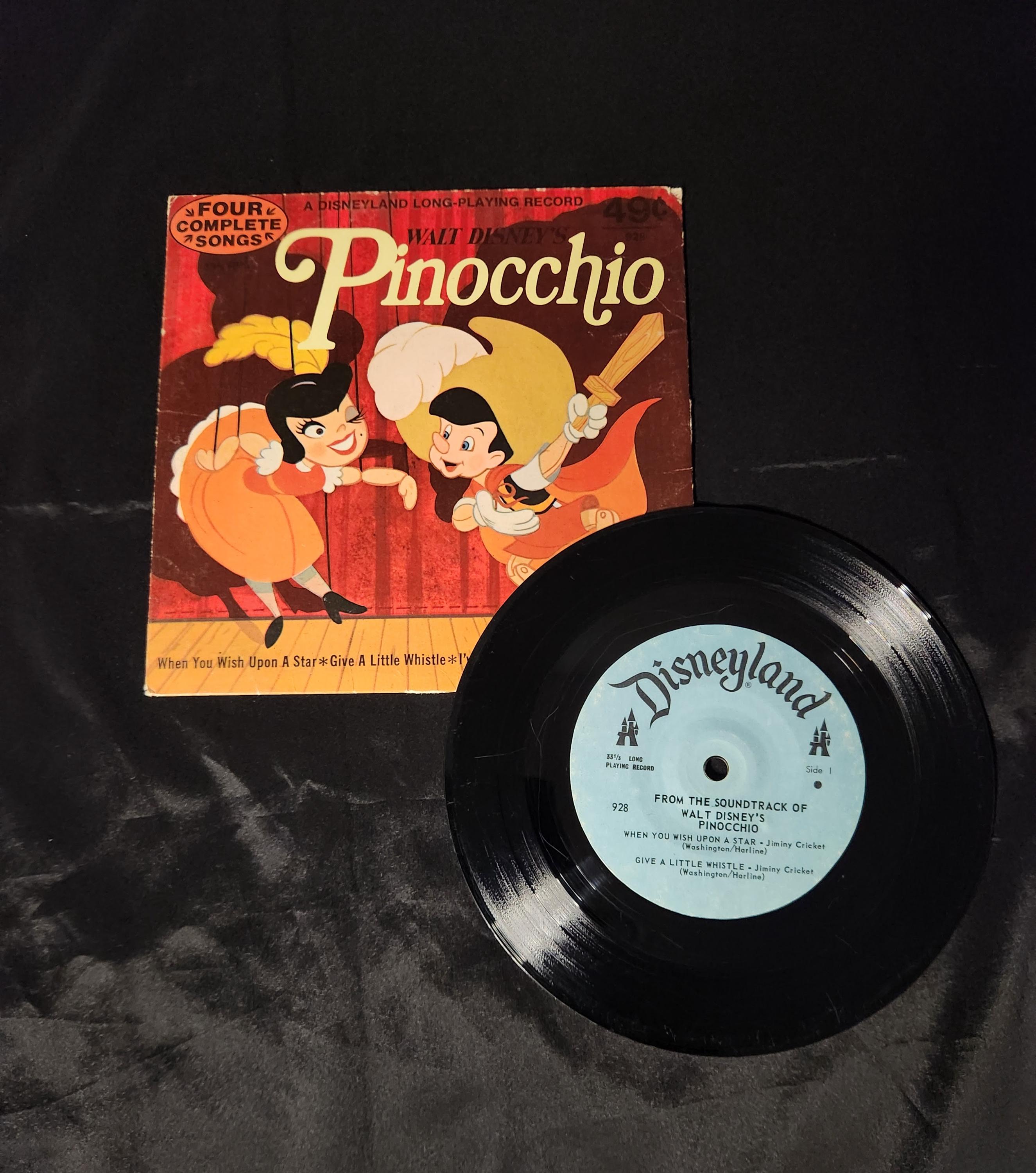 Walt Disney's Pinocchio. Four Song 7". Vintage 1973 Vinyl LP. FREE ...