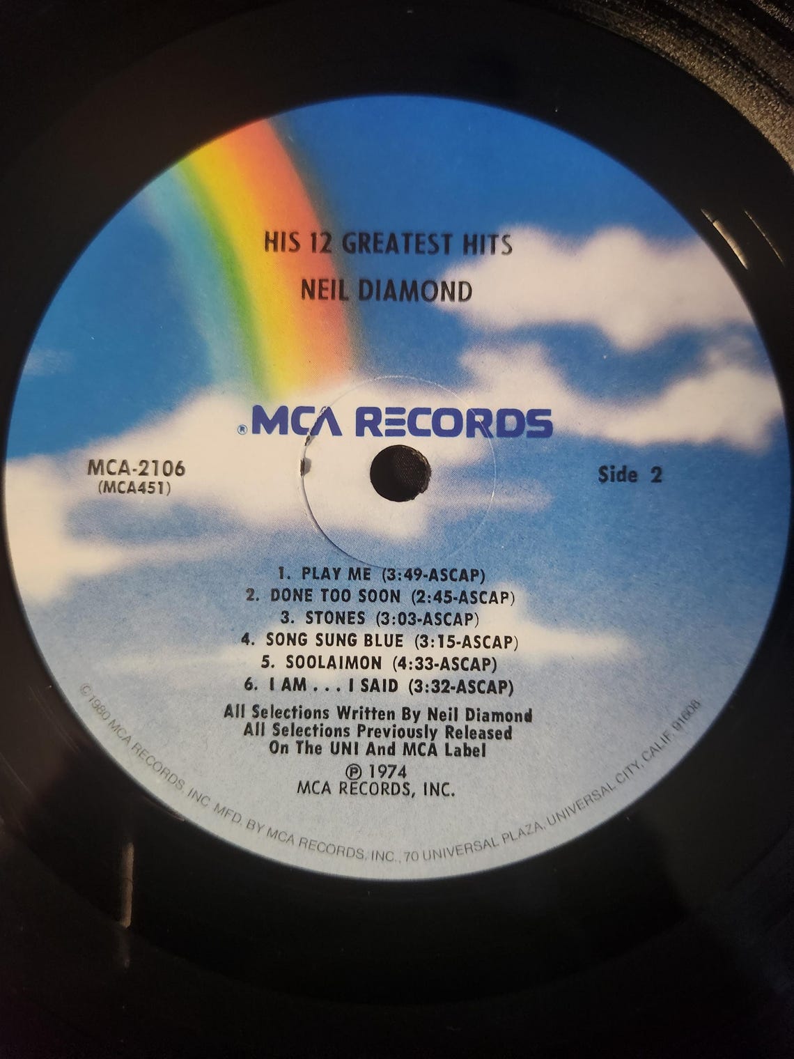 Neil Diamond - His 12 Greatest Hits. Vintage 1974 Vinyl LP. FREE ...