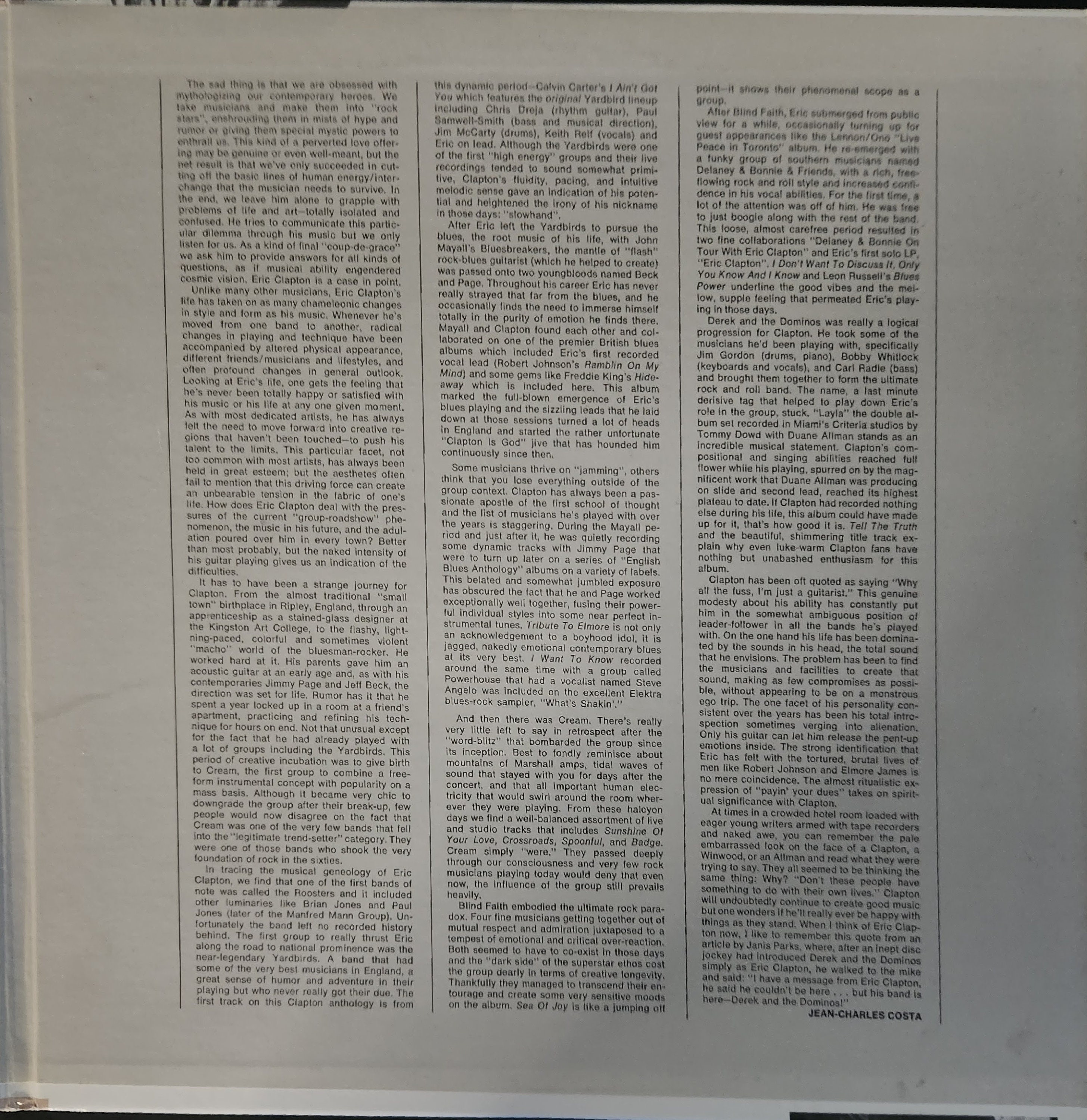 Eric Clapton - History of Eric Clapton. Vintage 1972 Vinyl LP. FREE ...