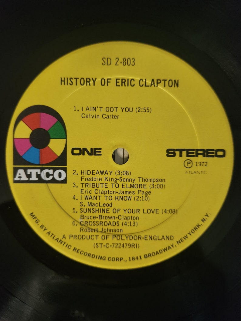 Eric Clapton - History of Eric Clapton. Vintage 1972 Vinyl LP. FREE ...