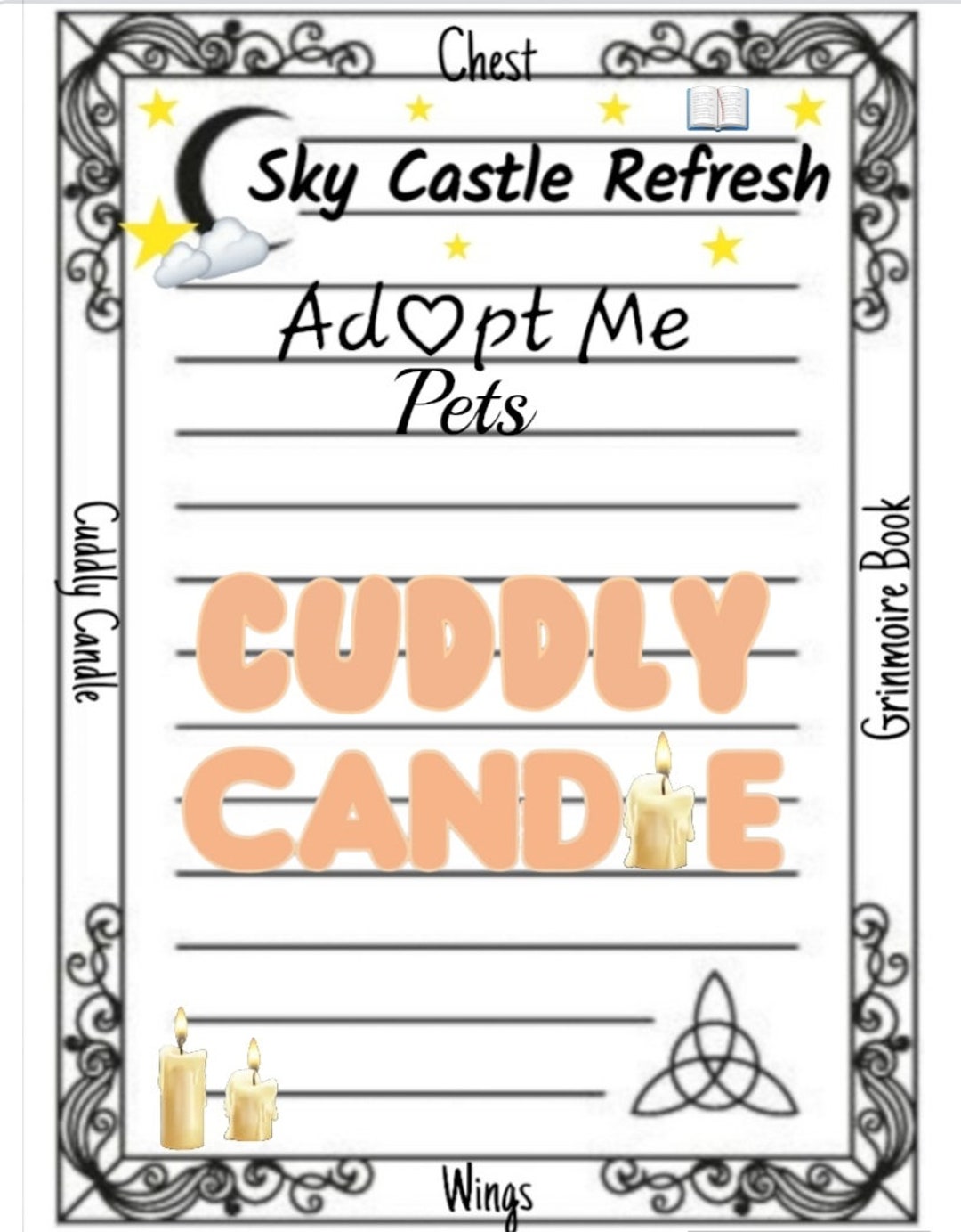 Adopt Me Sky Castle Refresh Cuddly Candle - Etsy