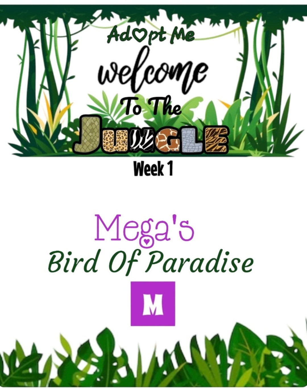 Jungle Pets Jungle Theme Week 2 Adopt Me Mega Bird of - Etsy