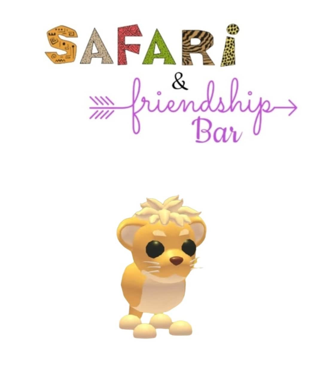 Safari and Friendship Bar Update Lion Cub Adopt Me - Etsy