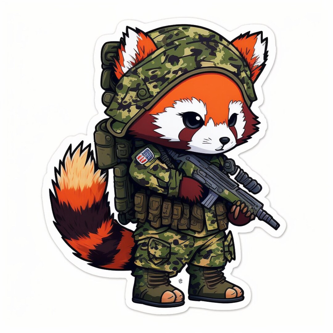 Red Panda Soldier Sticker Animals Military Sticker Vinyl - Etsy