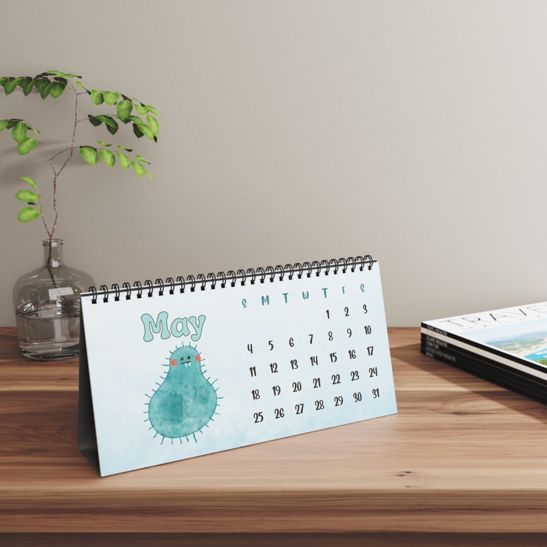 Microbiology Desk Calendar 2026: Watercolor Virus & Bacteria Art ...