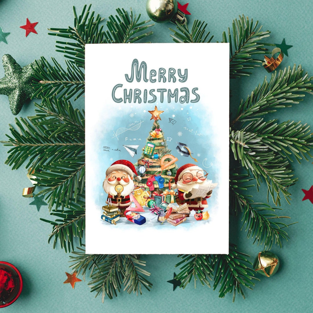 Math Physics Christmas Cards, Science Puns, Classroom Xmas, Set of 5 - Etsy