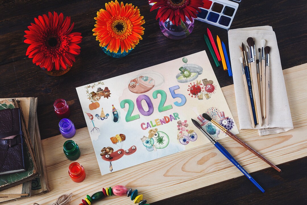 2025 Printable Microbiology Cell Biology Art Calendar, Monthly Parasite ...