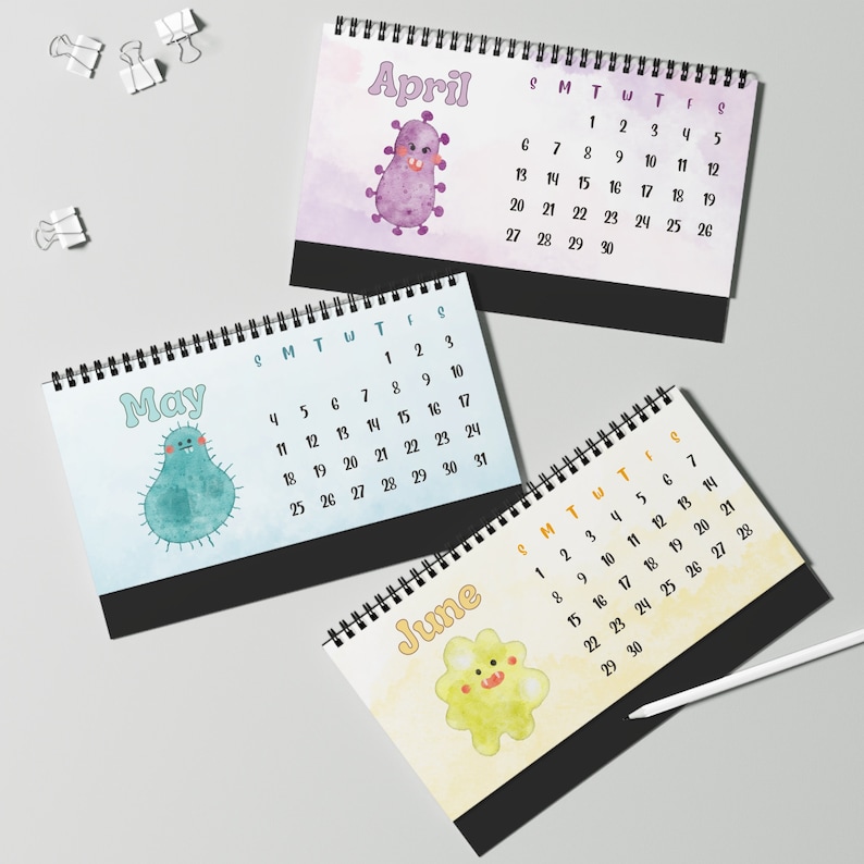 Microbiology Desk Calendar 2026: Watercolor Virus & Bacteria Art ...