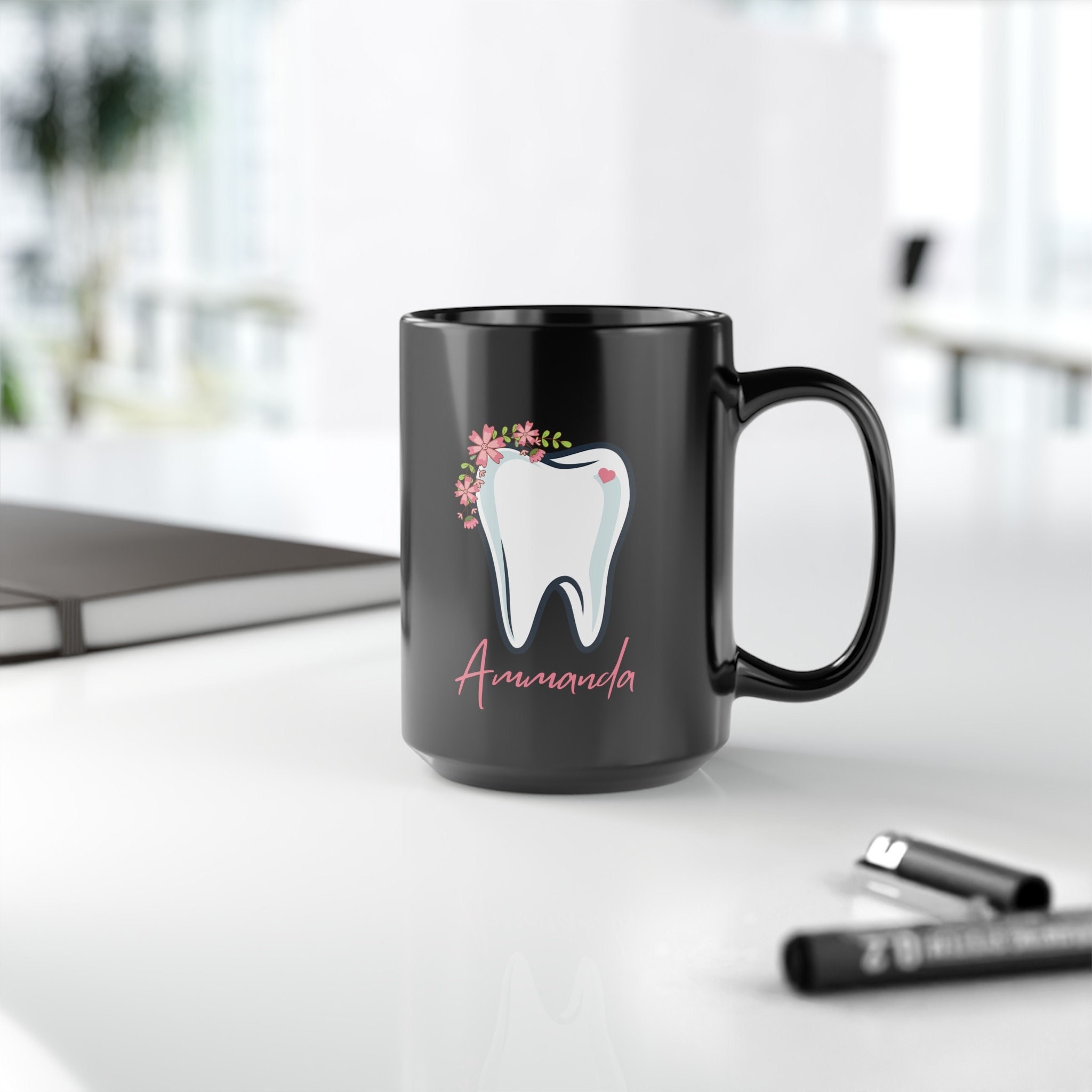 Personalized Dental Mug: Floral Tooth, Dentist/hygienist Gift - Etsy