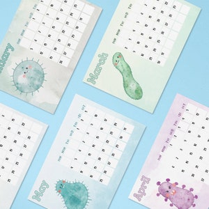 2025 Printable Microbiology Biology Art Calendar, Monthly Parasite ...
