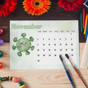 2025 Printable Microbiology Biology Art Calendar, Monthly Parasite ...