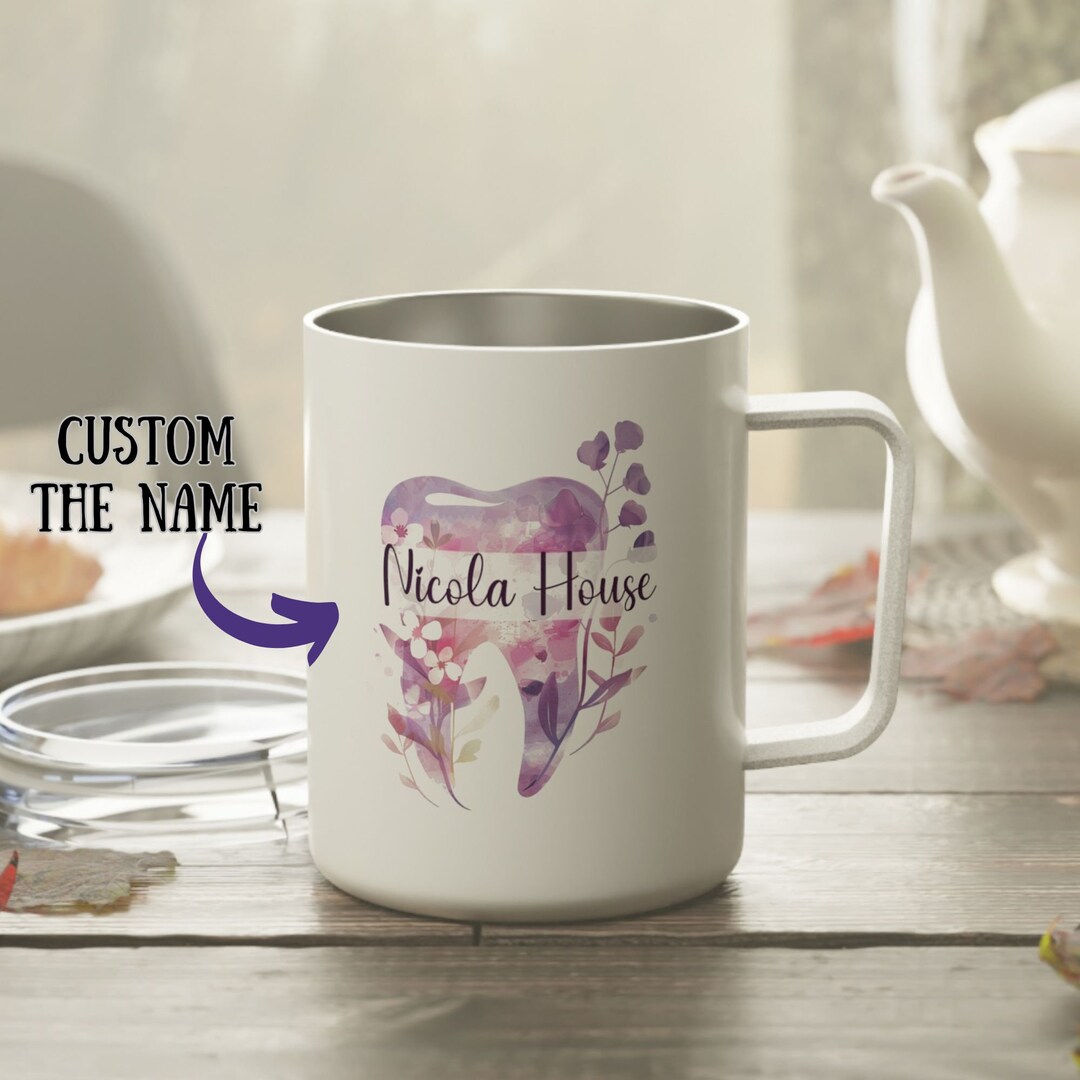 Personalized Floral Teeth Mug: Dental Student Gift - Etsy