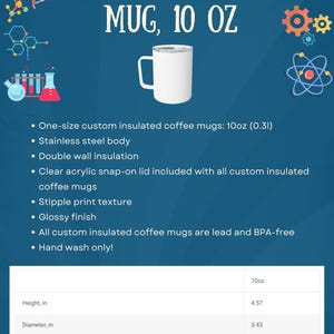 Microbiology Laboratory Personalized Insulated Mug, Biology Teacher ...