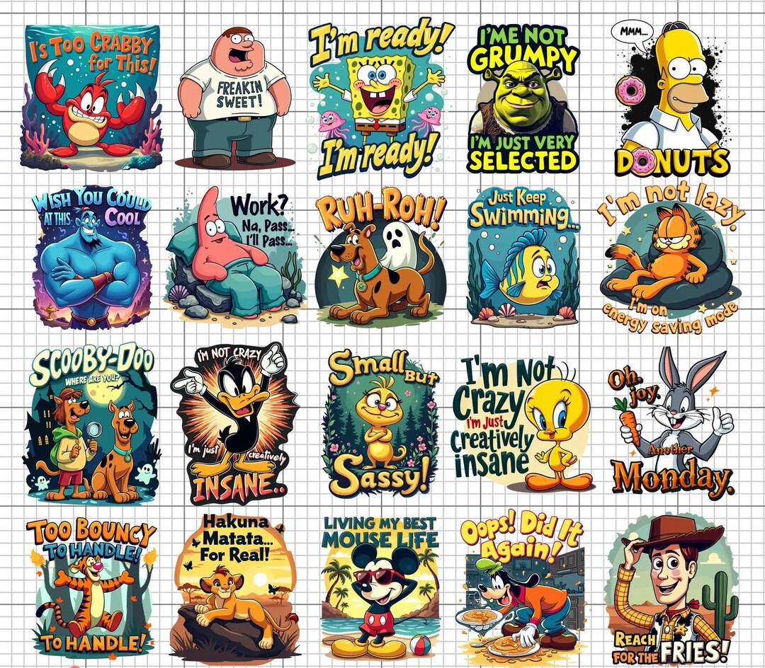 Funny Cartoon Characters Svg Bundle, Hilarious Cartoon Quotes, Cartoon ...