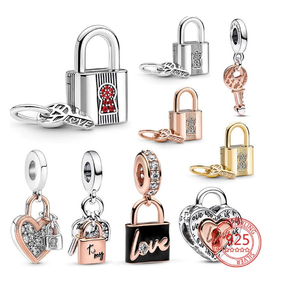 Lock and Key Silver Charm - Etsy