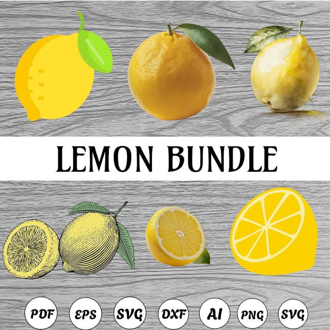 Lemon Svg Bundle , Lemon Clipart , Lemon Cut File , Fruit Clipart , Svg ...
