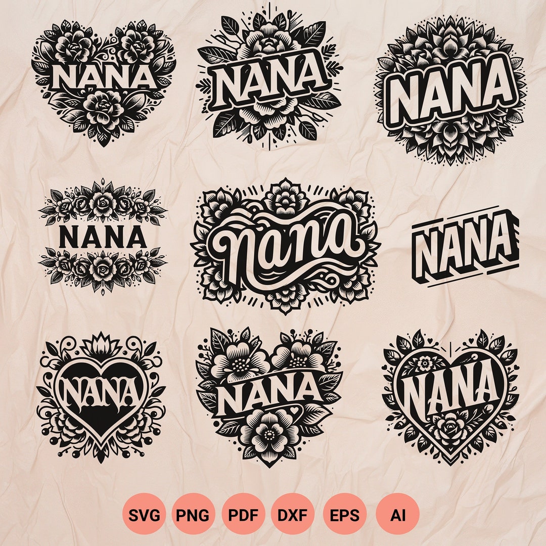 Floral Nana Svg Bunle , Svg Files for Cricut , Nana Sublimation Png ...