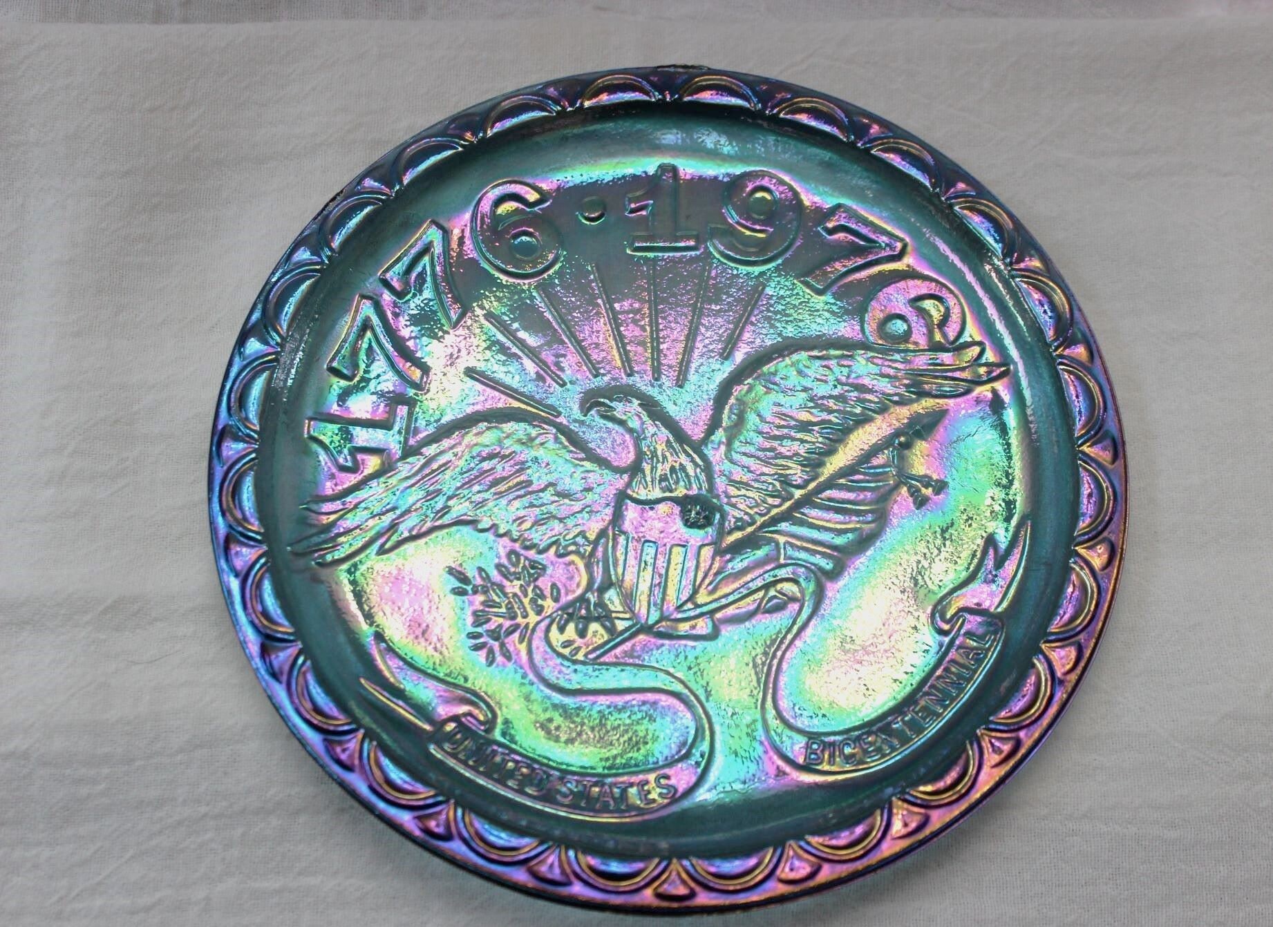 1976 US Bicentennial Carnival Glass Plate - Etsy