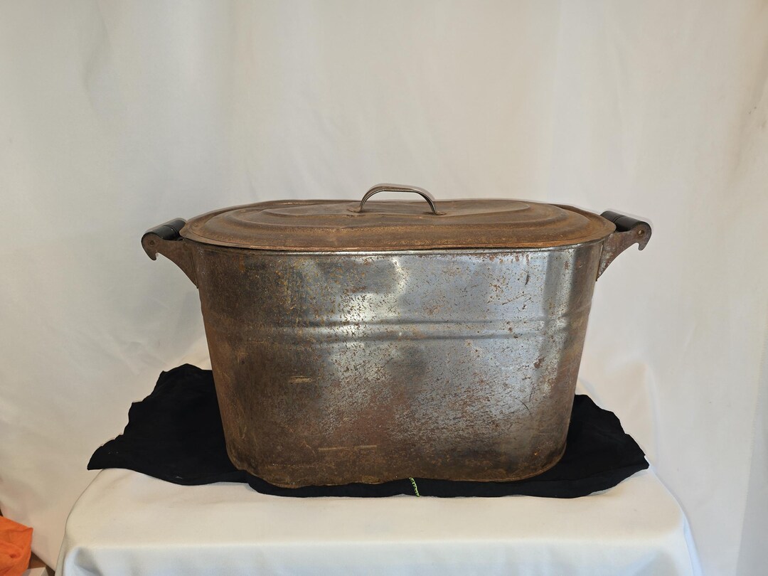 Vintage Galvanized Wash Tub / Stove Top Boiler – Rustic Farmhouse Décor ...