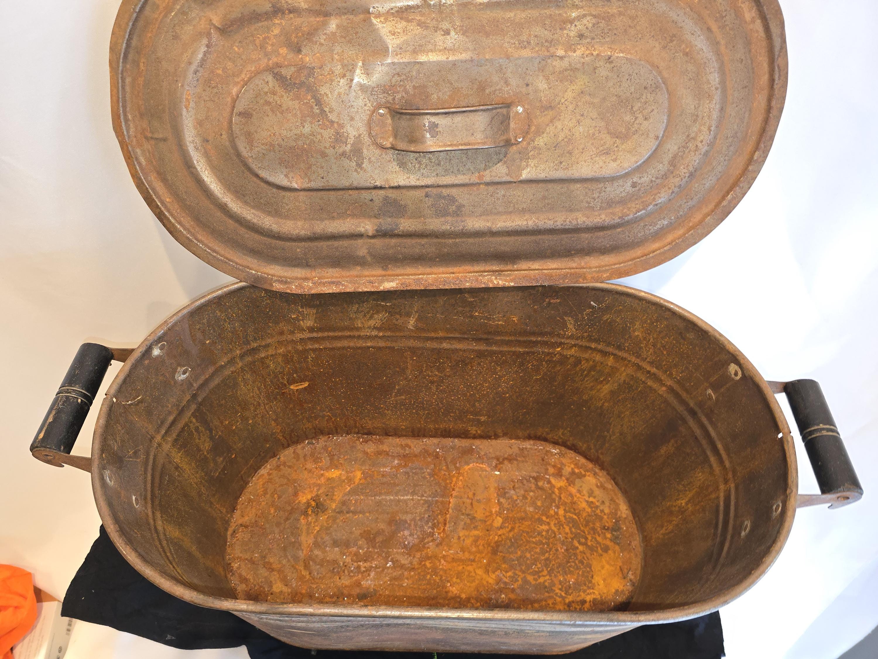 Vintage Galvanized Wash Tub / Stove Top Boiler – Rustic Farmhouse Décor ...