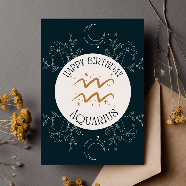 Printable Astrology Themed Birthday Card Digital Download - Etsy
