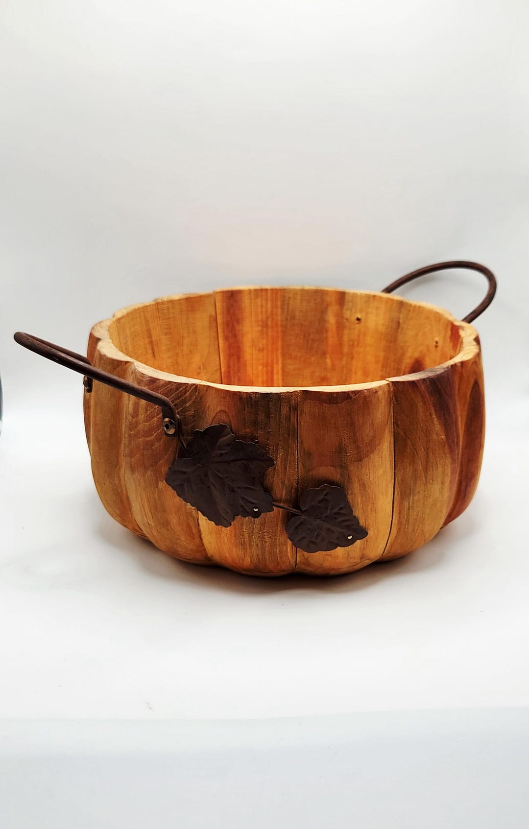 Rustic Pine Wood Garden Bowl – Metal Ivy Decor, Pier One - Etsy
