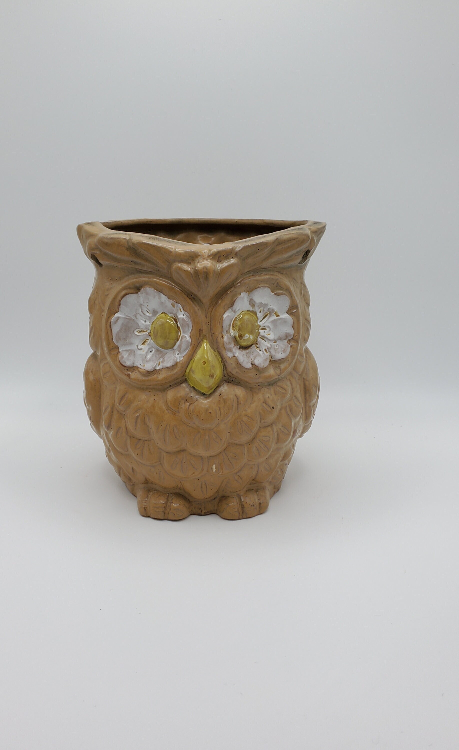 Owl Vase Glazed Stoneware Owl Owl Planter Décor Vase Vintage Owl ...