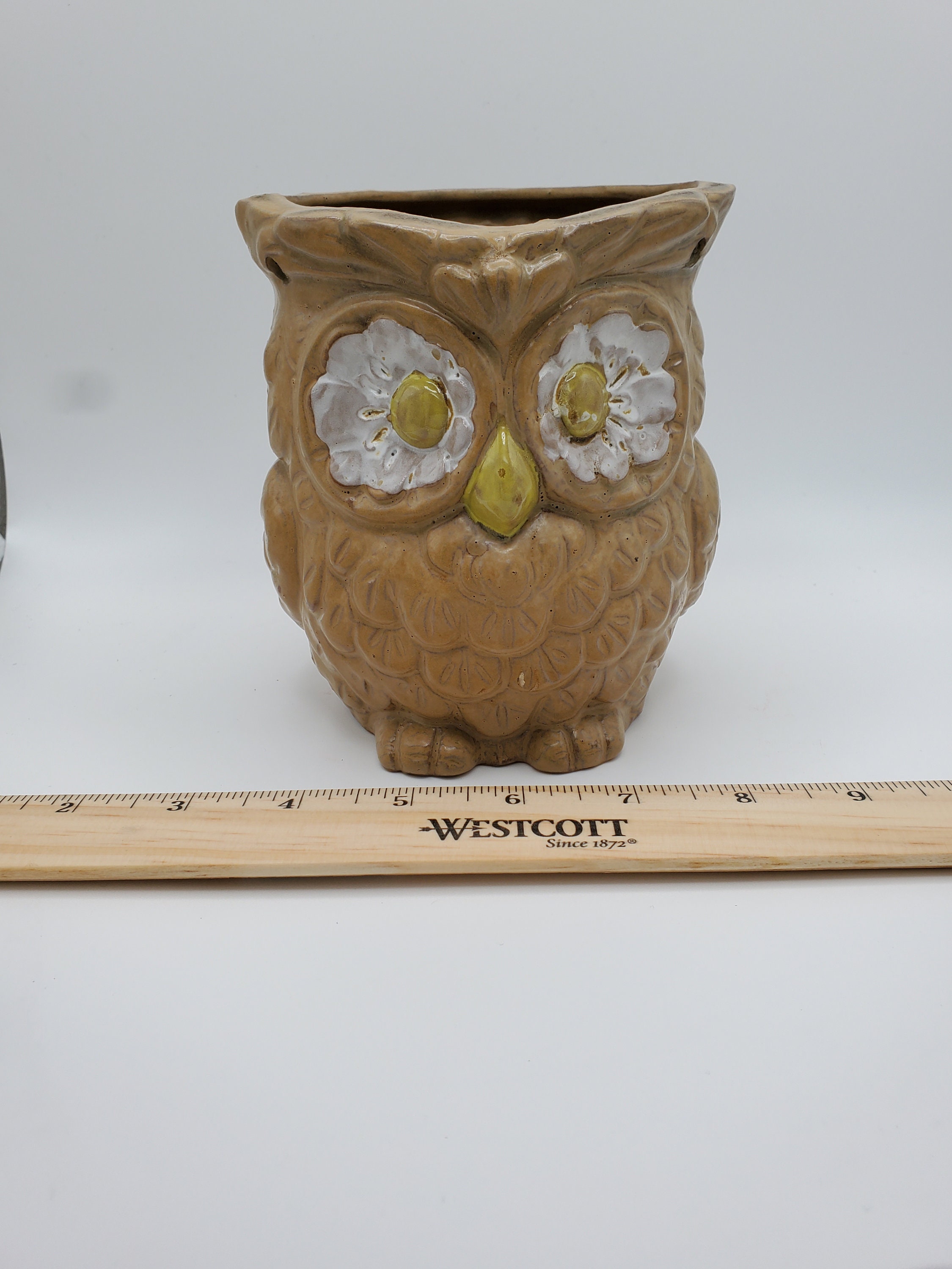 Owl Vase Glazed Stoneware Owl Owl Planter Décor Vase Vintage Owl ...