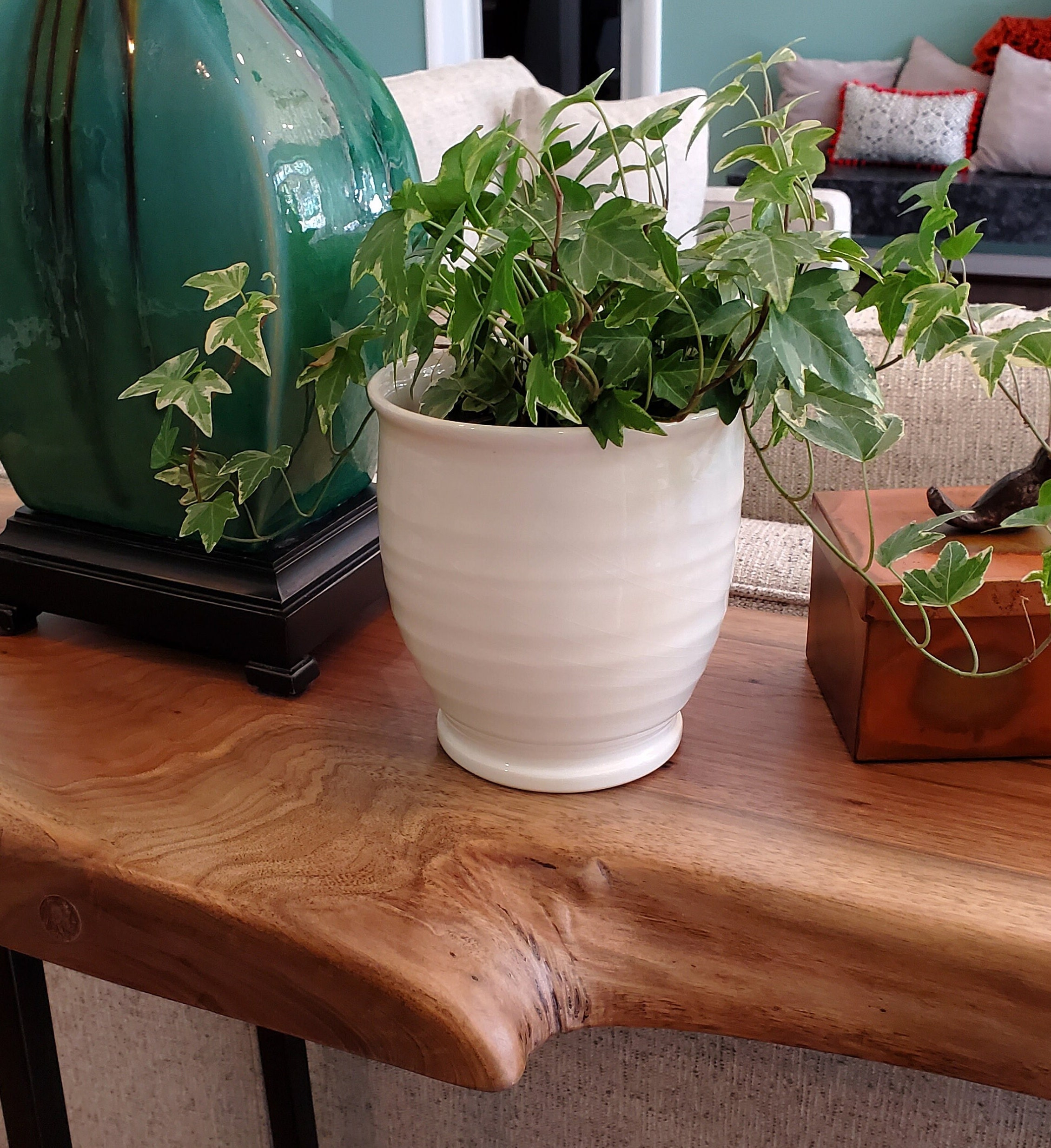 White Pottery Cache Pot Ceramic Cache Pot Portuguese - Etsy
