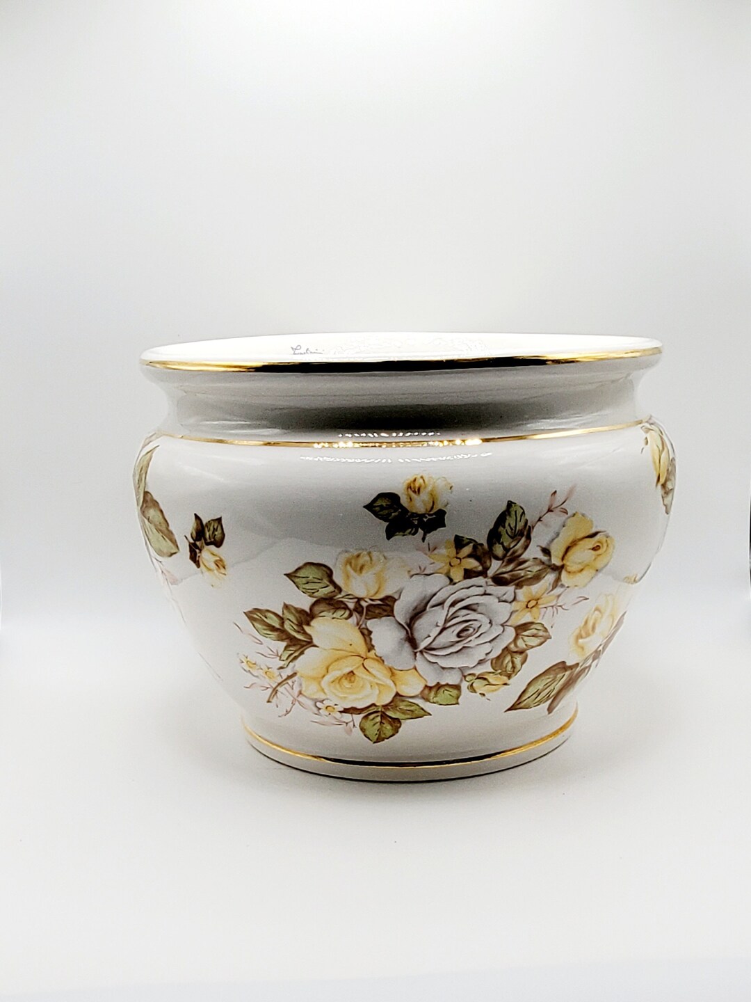 Elegant Jardinière Yellow Rose Flowerpot Faccioline Italian Planter ...