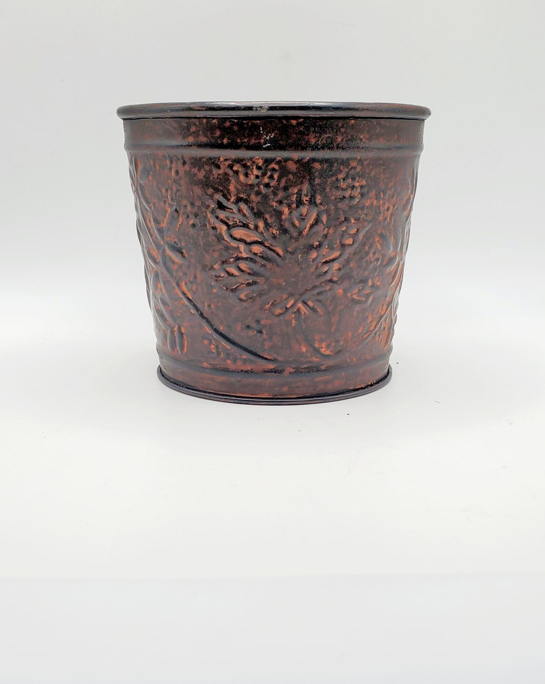 Small Tole Planter - Metal Cache Pot - Vintage Metal Houseplant ...